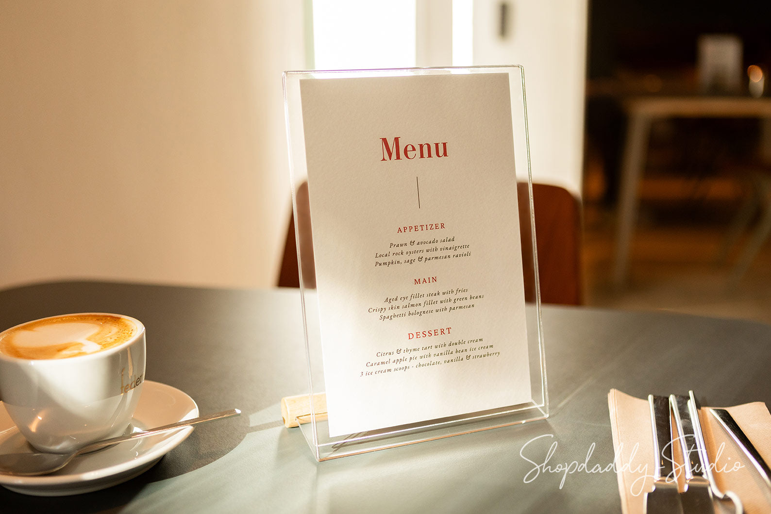 Acrylic Table Menu Holder with Walnut Ashwood Stand – Shopdaddy-Studio