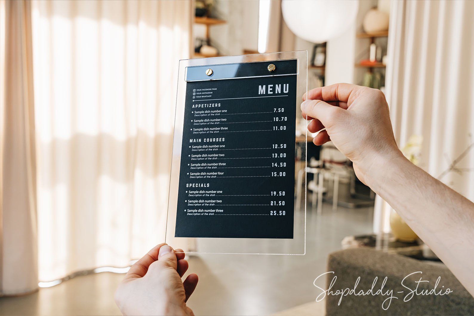 Black Wooden/Single Acrylic Table Menu Holder – Shopdaddy-Studio