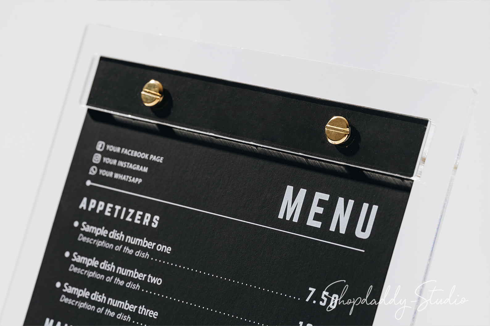 Black Wooden/Single Acrylic Table Menu Holder – Shopdaddy-Studio