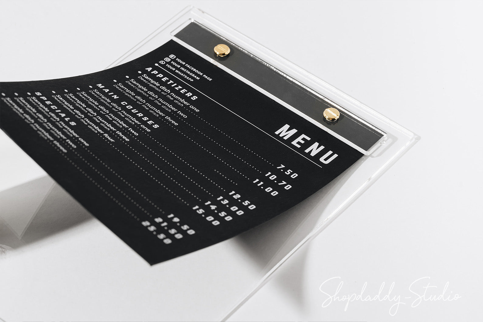 Black Wooden/Single Acrylic Table Menu Holder – Shopdaddy-Studio