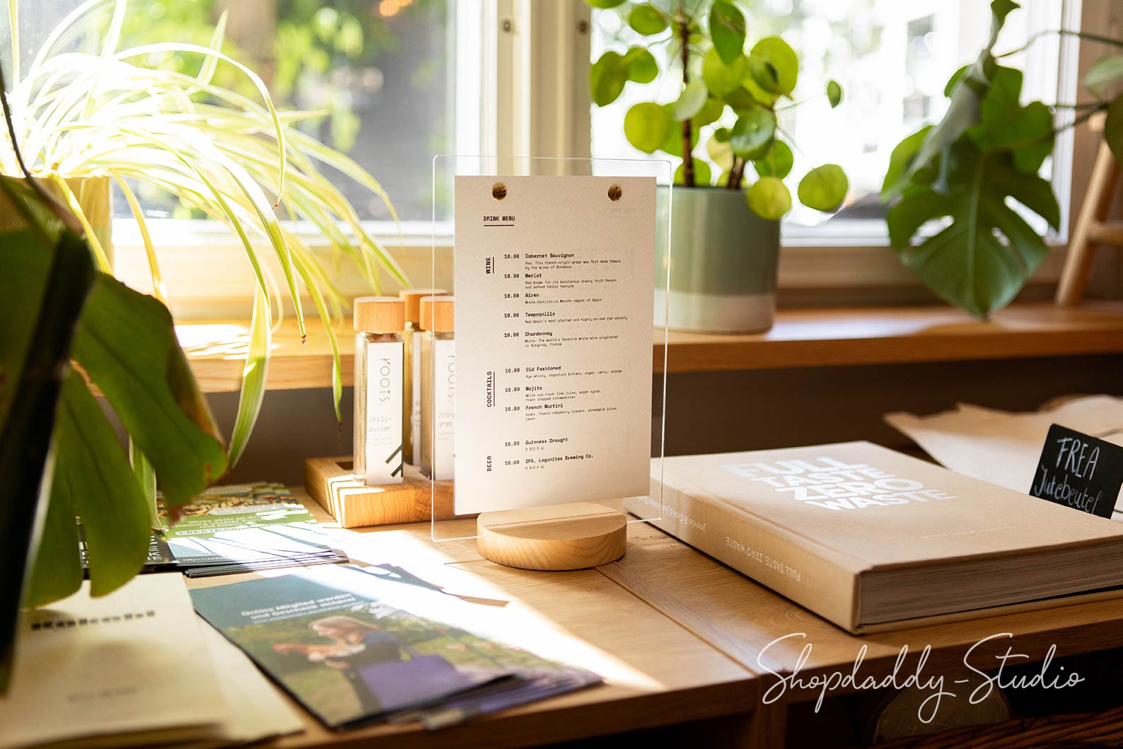 Acrylic Table Top Display with Wooden Lacquer Round Stand – Shopdaddy ...