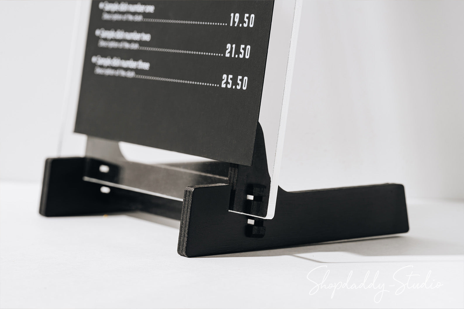 Black Wooden/Single Acrylic Table Menu Holder – Shopdaddy-Studio