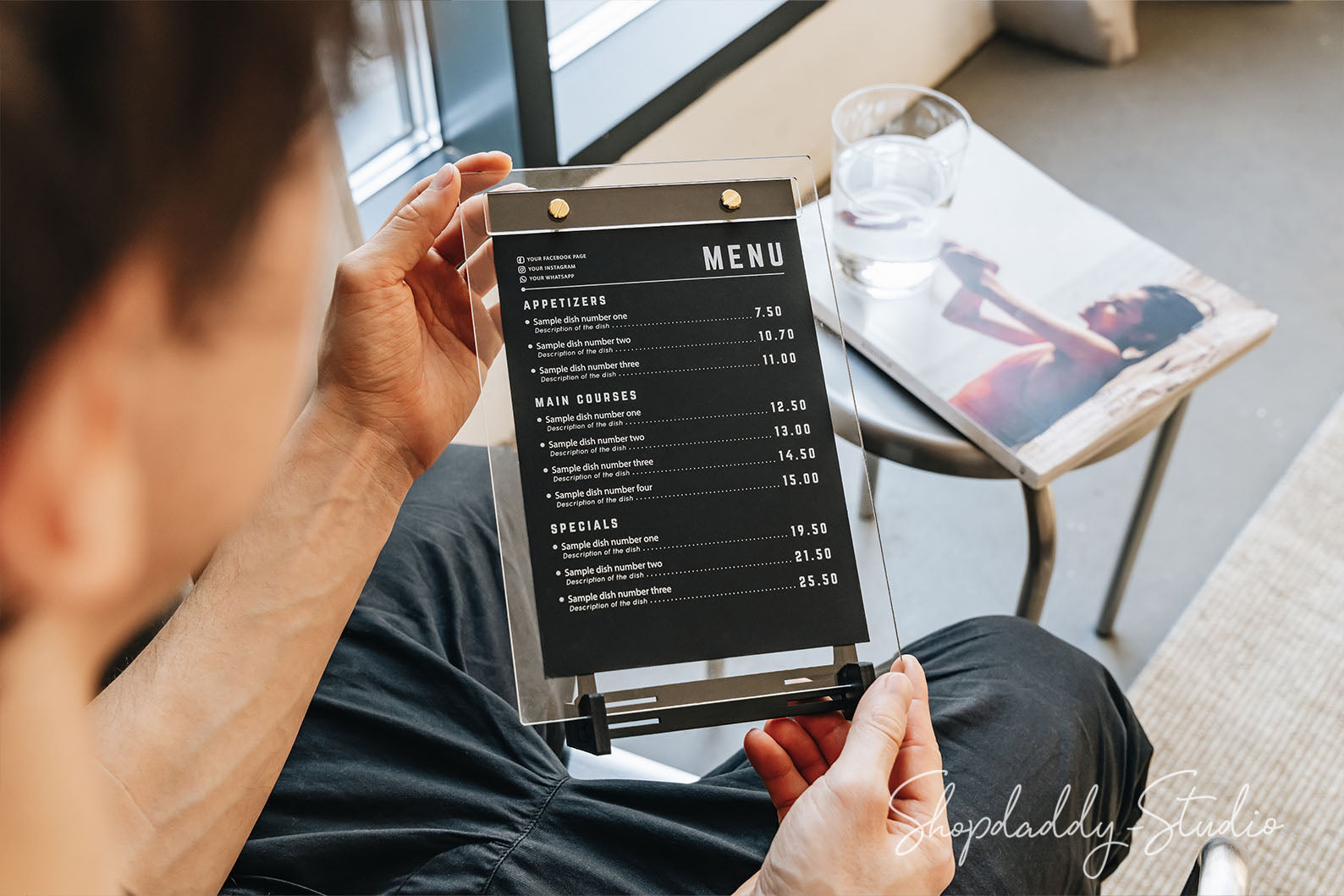 Black Wooden/Single Acrylic Table Menu Holder – Shopdaddy-Studio