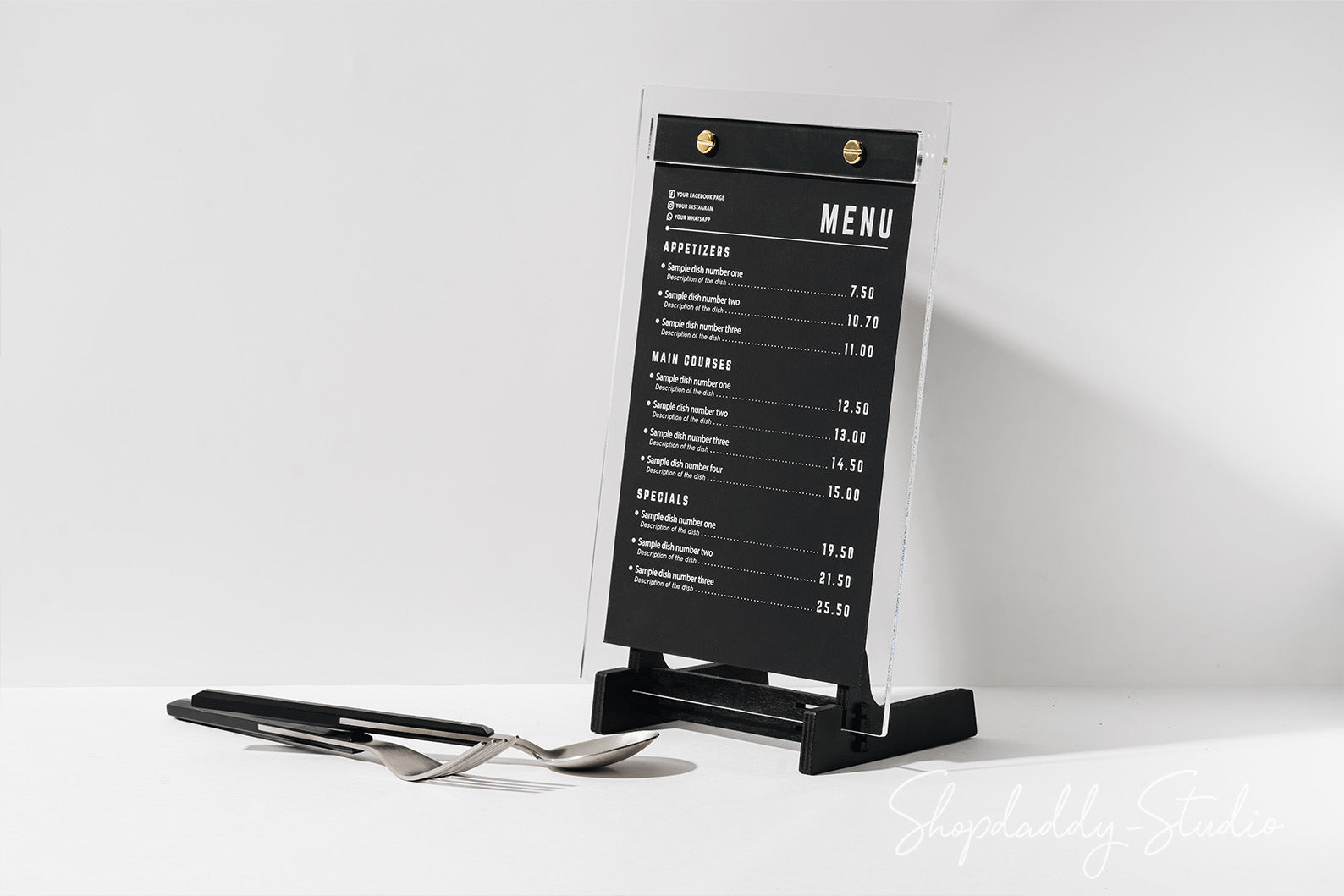 Black Wooden/Single Acrylic Table Menu Holder – Shopdaddy-Studio