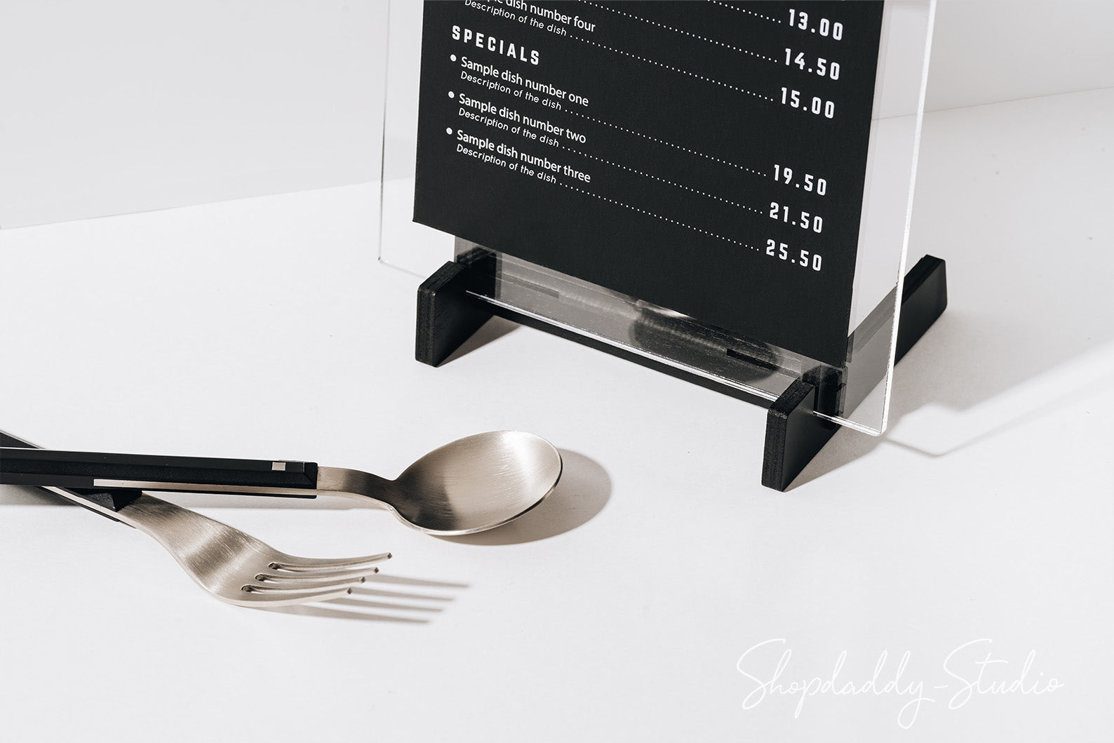 Black Wooden/Single Acrylic Table Menu Holder – Shopdaddy-Studio