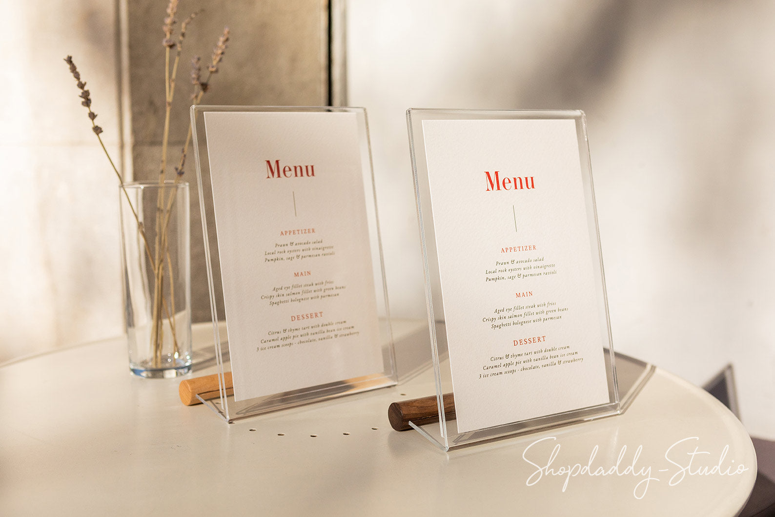 Acrylic Table Menu Holder with Walnut Ashwood Stand – Shopdaddy-Studio