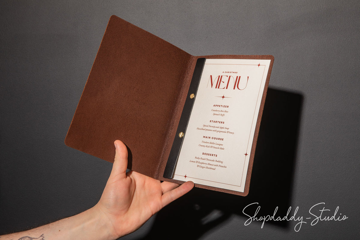 Brown Thick Leather Menu Cover with Plank – Shopdaddy-Studio