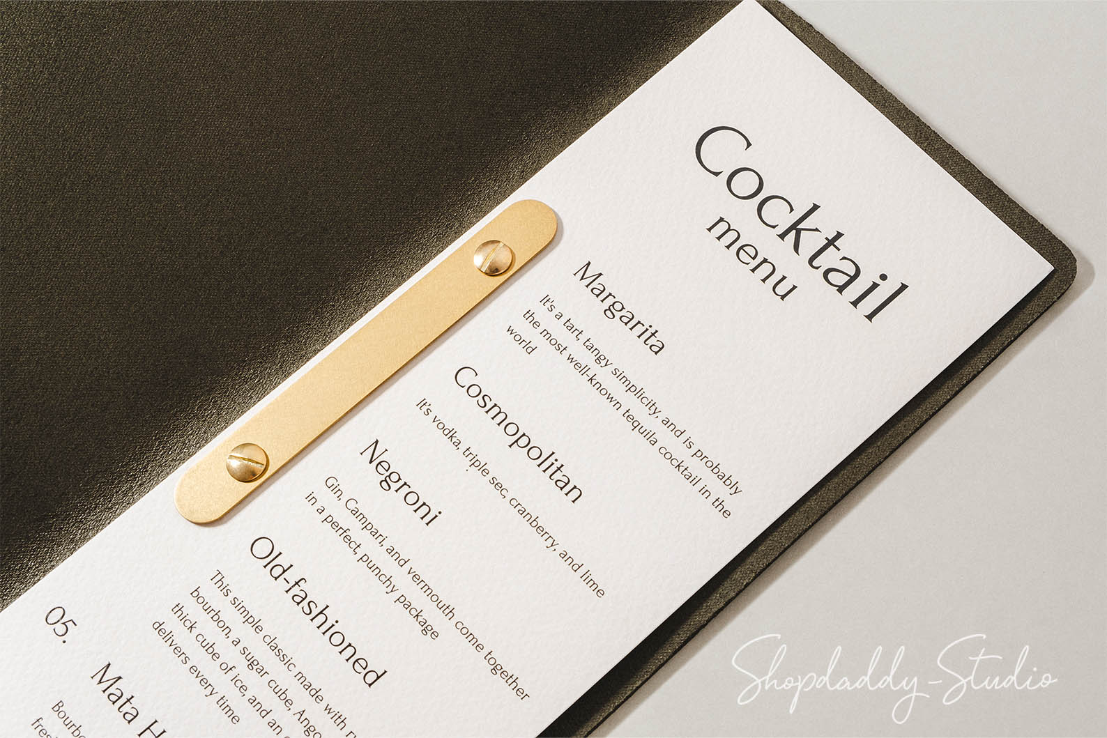 Green Thick Leather Menu Cover with Brass Plank – Shopdaddy-Studio