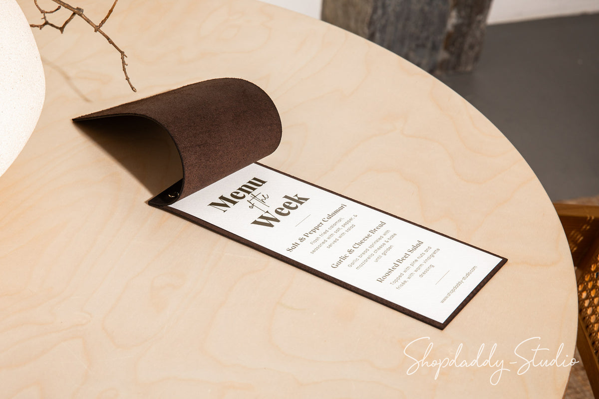 Chocolate Double Leather Menu Cover on Screws – Shopdaddy-Studio