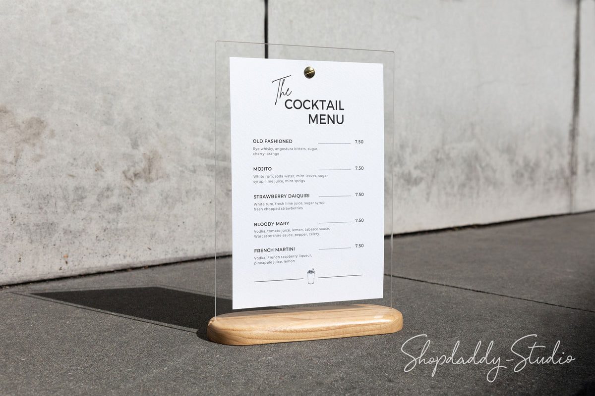 Matt Lacquer Wooden/Acrylic Table Menu Stand – Shopdaddy-Studio