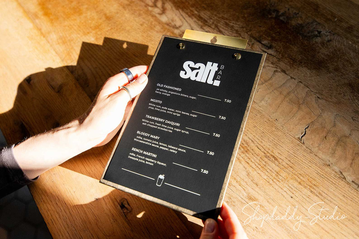 Walnut Menu Holder with Brass Wall Mount – Shopdaddy-Studio