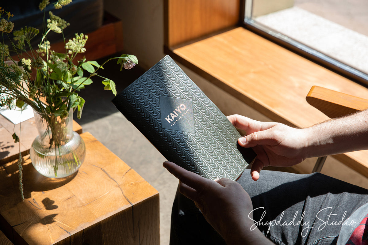 Green Thick Leather Menu Cover with Pattern – Shopdaddy-Studio