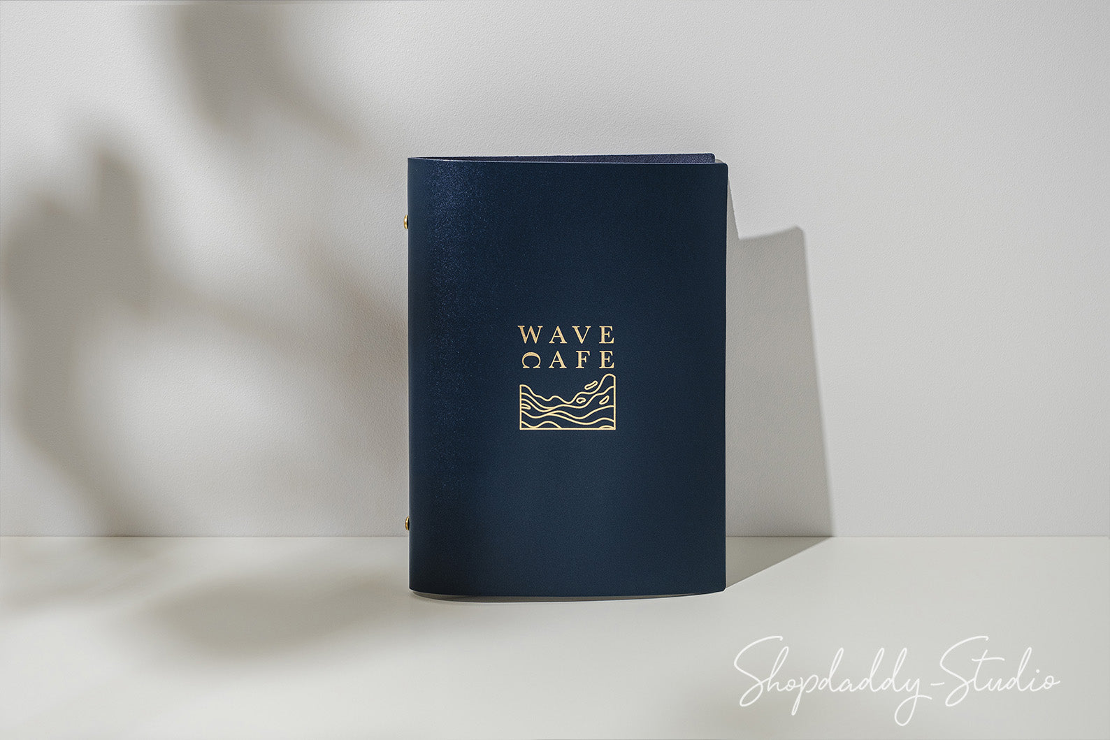 Dark Blue Thick Leather Menu Cover With Plastic Sleeves – Shopdaddy-Studio