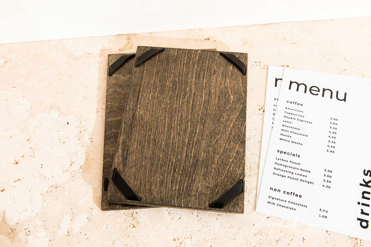 Walnut Menu Holder with Leather Corners – Shopdaddy-Studio