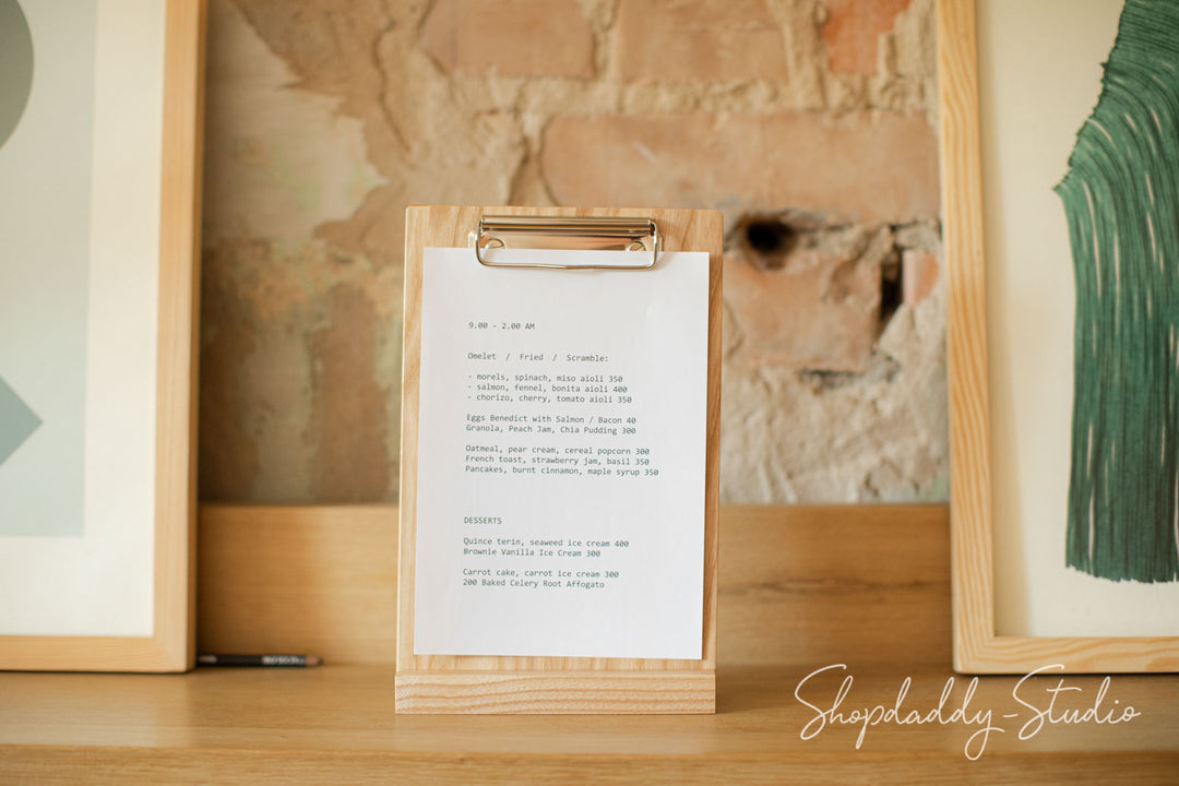 Wood Menu Holders Restaurant Tabletop A5 Clear Tabletop Tent Card