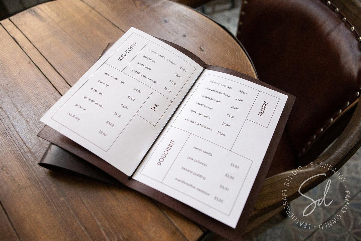 Leather Menu Holder with Elastic Band – Shopdaddy-Studio